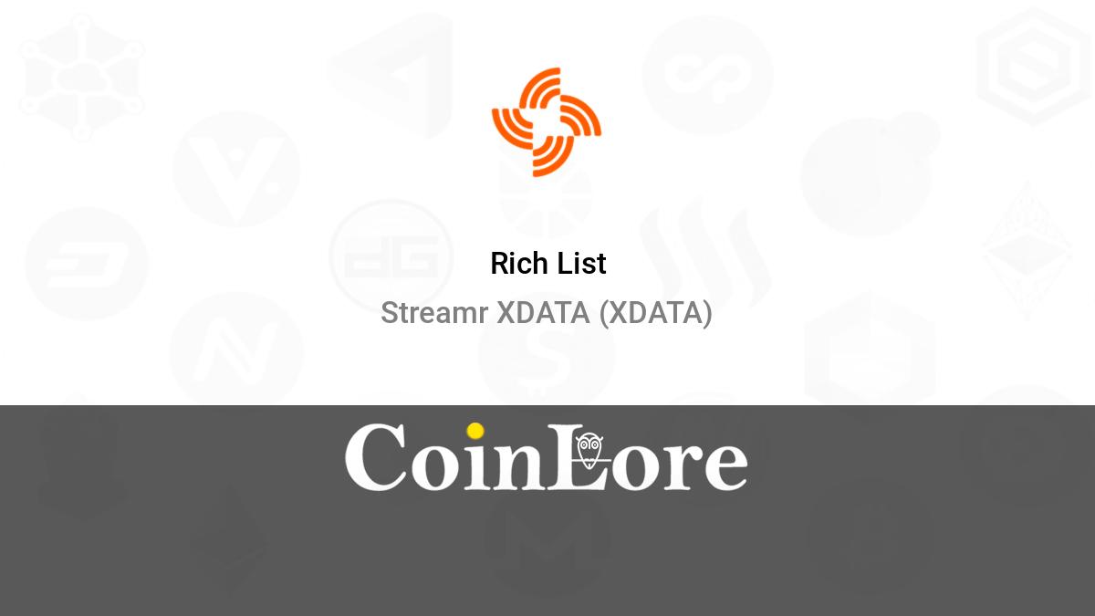 Streamr XDATA Rich List - Top 100 Addresses | CoinLore