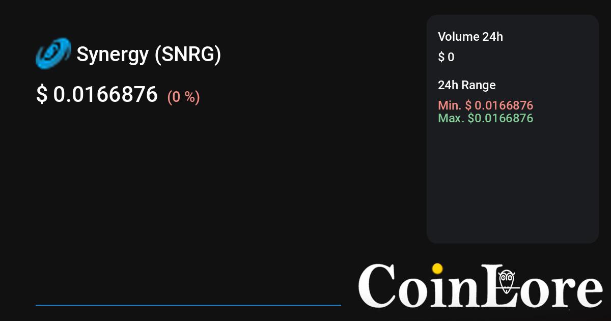 Synergy Price, Chart, Market Cap, SNRG Coin Essentials | CoinLore