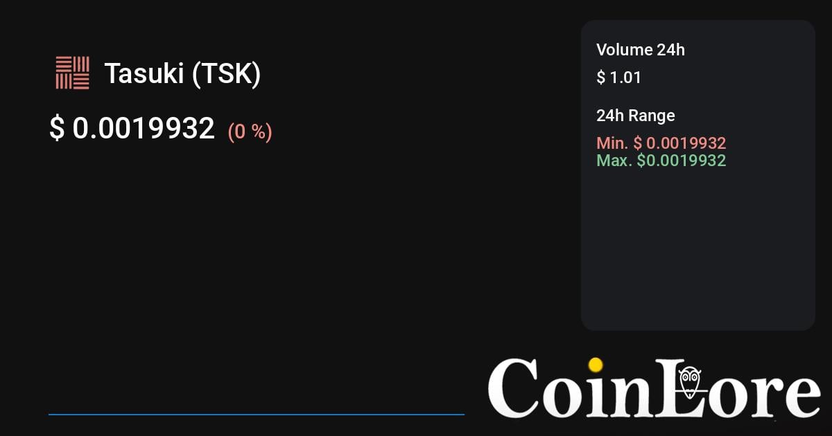 Tasuki 価格、チャート、TSK 仮想通貨 | CoinLore