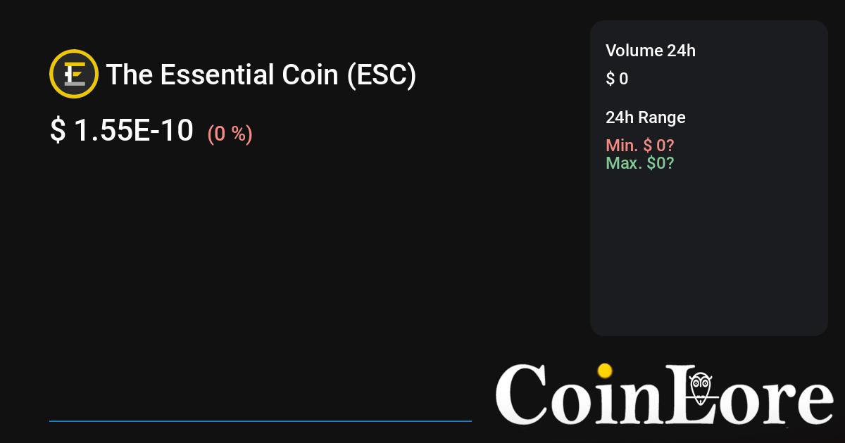 The Essential Coin Price, Chart, Market Cap, ESC Coin Essentials | CoinLore