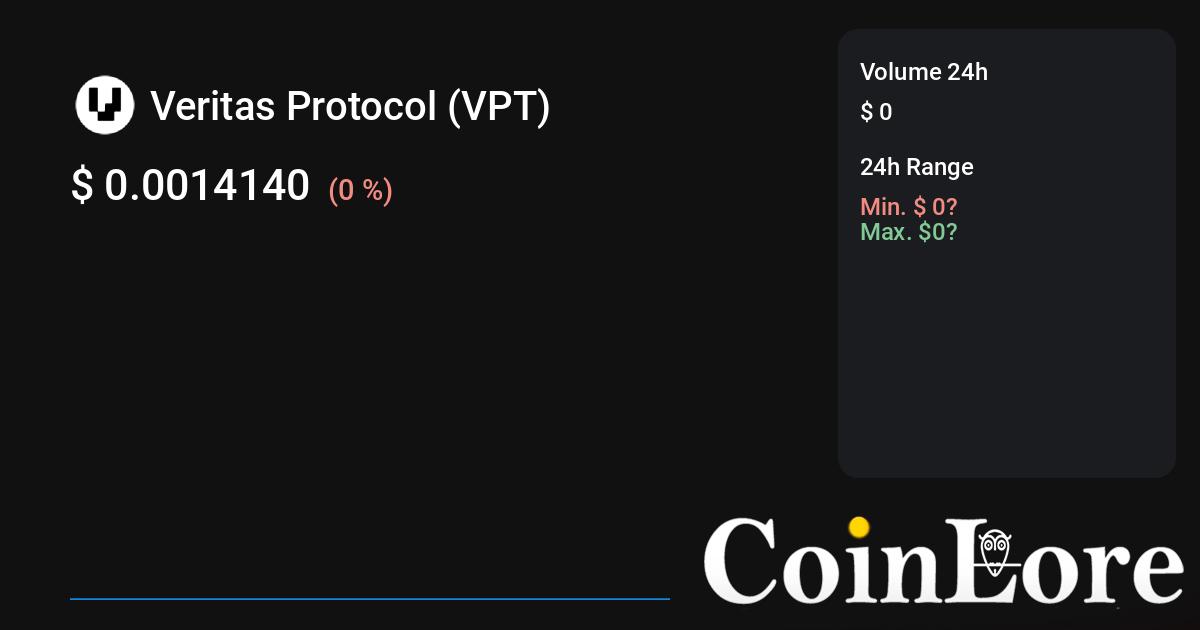 Veritas Protocol Price, Chart, Market Cap, VPT Coin Essentials | CoinLore