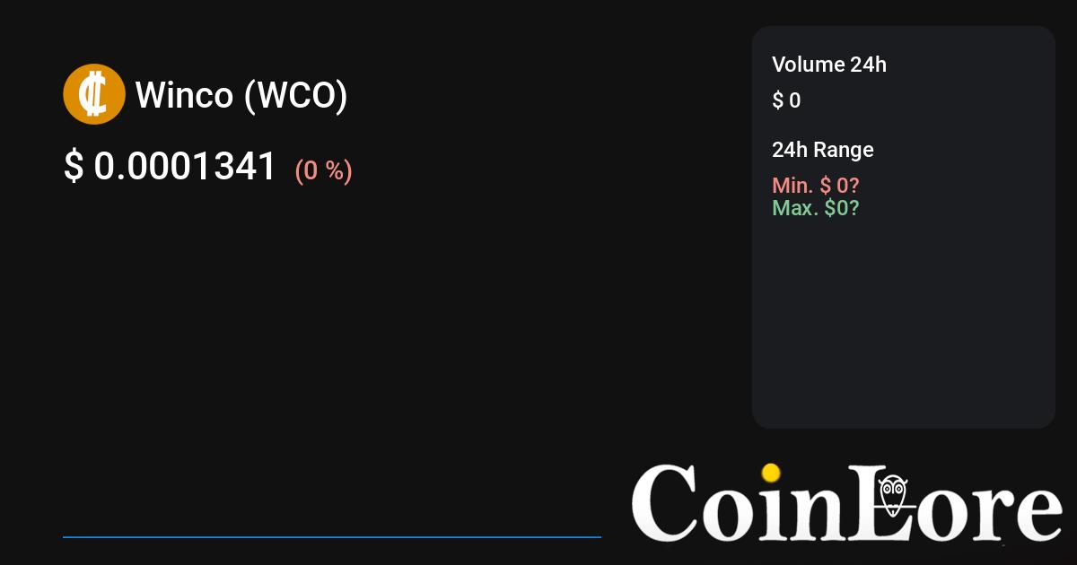 Winco Price, Chart, Market Cap, WCO Coin Essentials | CoinLore