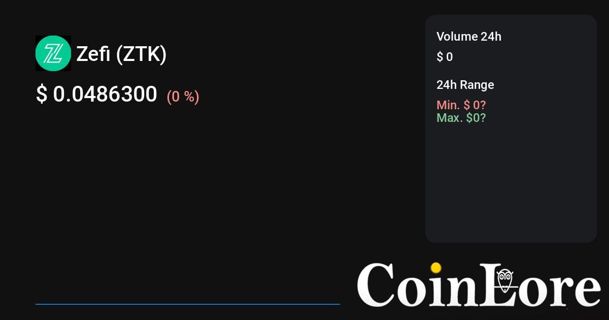 Zefi Price, Chart, Market Cap, ZTK Coin Essentials | CoinLore