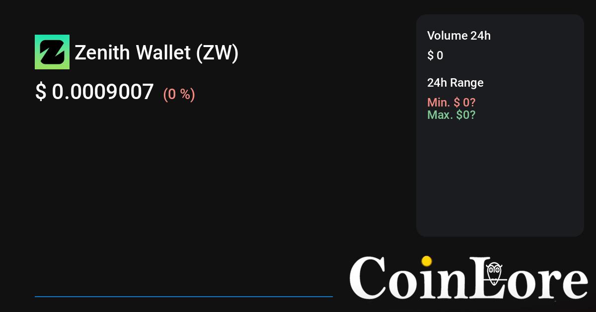 Zenith Wallet Price, Chart, Market Cap, ZW Coin Essentials | CoinLore
