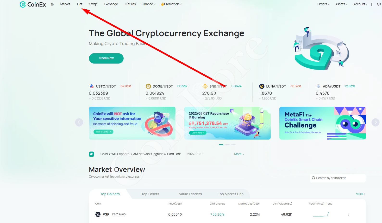 Coinex How to Buy Step 2