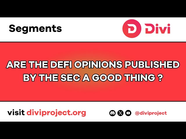 Divi Segments - Are The DeFi Opinions Published by the SEC A Good Thing?