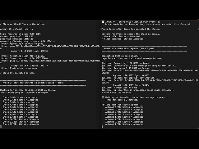 peaq Escrow: (Demo) Robots And Machines as ERC-8004 Compatible Omnichain Actors via LayerZero