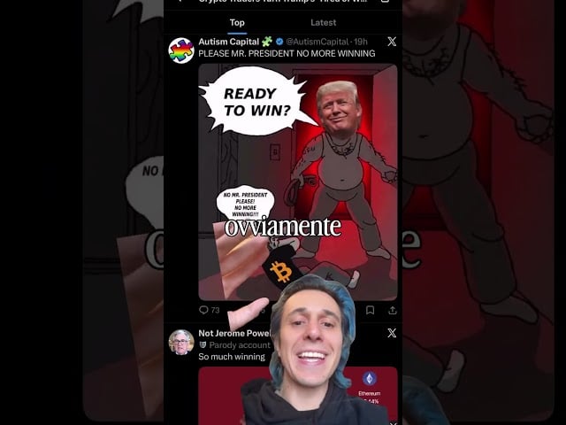 Trump, Bitcoin e il meme del “Too Much Winning”: perché i trader crypto lo stanno pregando di