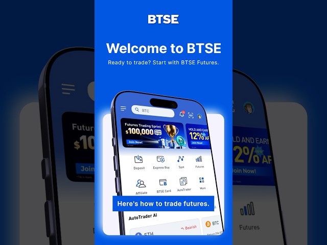 Trade crypto and stock futures on BTSE with up to 100x leverage — long or short, live in seconds.